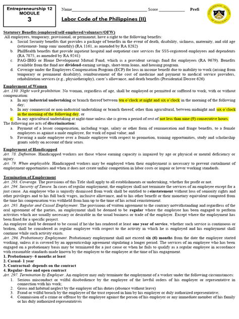 Module 3 Labor Code Part Ii Pdf