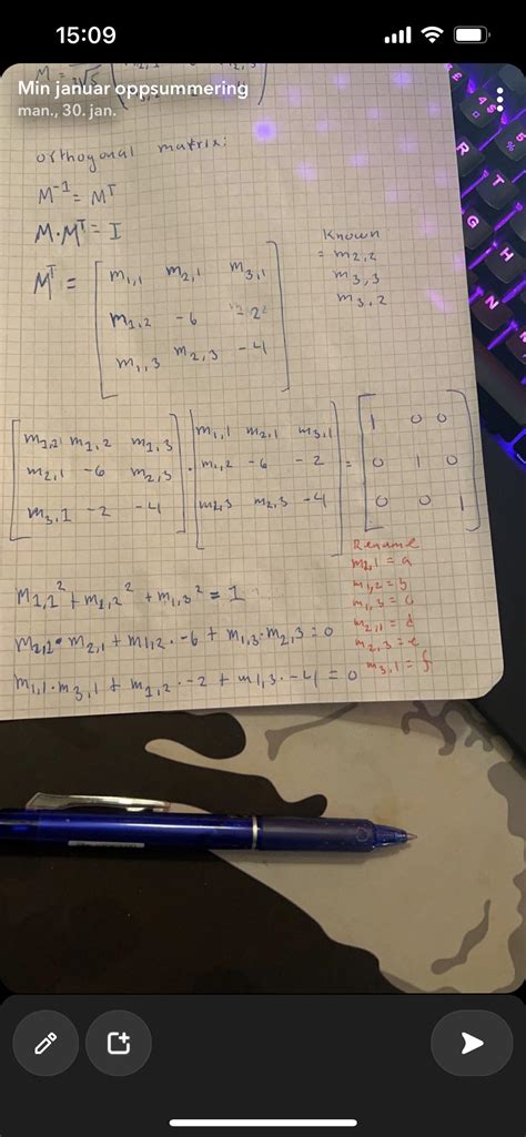 Linear Algebra University Level For An Orthogonal Matrix With