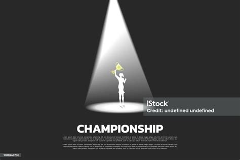 스포트 라이트에서 황금 트로피와 함께 실업의 실루엣입니다 Championship에 대한 스톡 벡터 아트 및 기타 이미지