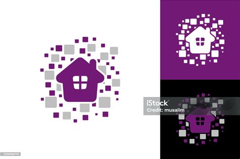 픽셀 디지털 홈 로고 템플릿 디자인 벡터 엠블럼 디자인 개념 창조적 인 기호 아이콘 건설 산업에 대한 스톡 벡터 아트 및 기타 이미지 건설 산업 고리 사슬 기업