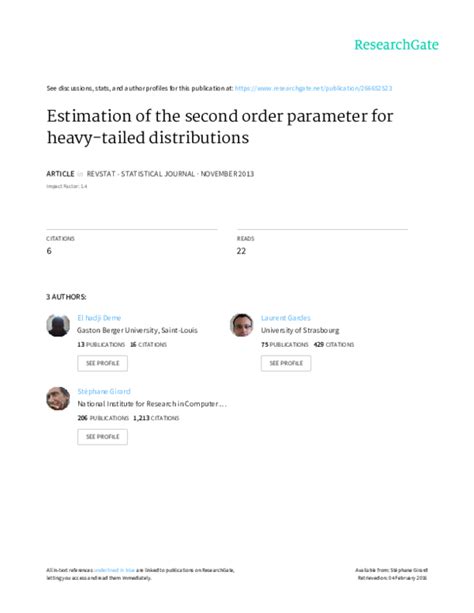 Pdf On The Estimation Of The Second Order Parameter For Heavy Tailed