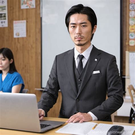 Japanese Zoom Class By Suited Teacher Stable Diffusion Online