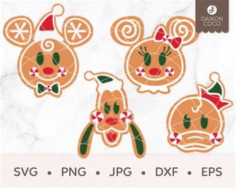 Gingerbread Friends Mouse Pluto Donald Svg Png  Dxf Eps Cricut Cutting Files Etsy