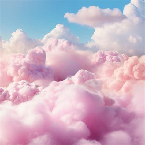 A Cotton Candy Colourfull Background With Fluffy Clouds Premium Ai