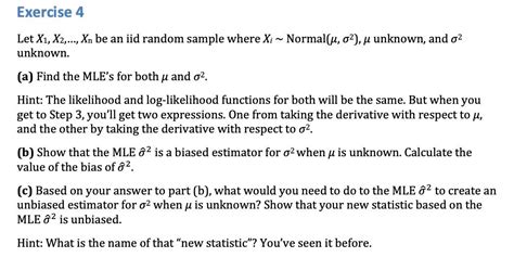 Solved Exercise Let X X Xn Be An Iid Random Sample Chegg