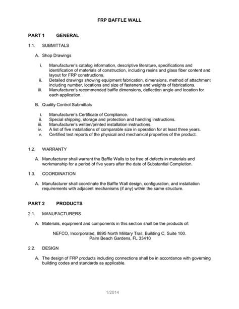 Density Current Baffles Specs