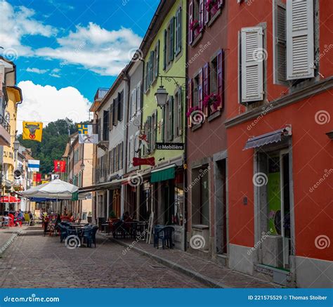 St Maurice Switzerland June 18th 2020 Colorful Buildings In The