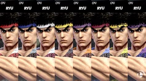 Super Smash Bros Ultimate All Ryu Costume Gameplay Youtube