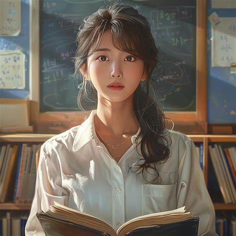 Korean Language Class Pretty Teacher Premium Ai Generated Image