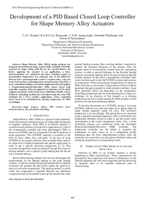 Pdf Development Of A Pid Based Closed Loop Controller For Shape