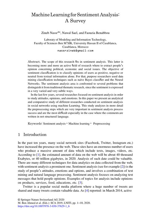 Pdf Machine Learning For Sentiment Analysis A Survey
