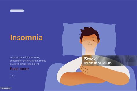 젊은이는 불면증에 시달린다 웹 사이트 개념 침대에 누워있는 남성은 핸드폰을 사용하고 스크롤하여 긴장을 풀 수 없습니다 현대 벡터 일러스트 레이 션은 흰색 배경에 고립되어