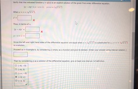 Solved Verify That The Indicated Function Y X Is An Chegg Com