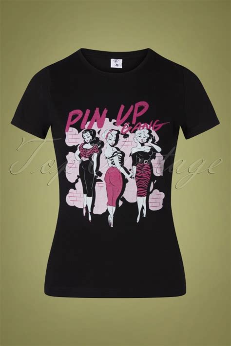 Pinrock 50s Pin Up Gang T Shirt In Black Shop At Topvintage