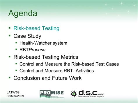 measurement control risk based test cases activities latw09 ppt