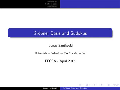 pdf gröbner basis and sudokus