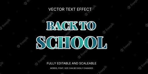 학교로 돌아가기 현대 편집 가능한 복고풍 그라데이션 텍스트 효과 프리미엄 벡터