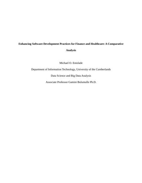 Pdf Enhancing Software Development Practices For Finance And Healthcare A Comparative