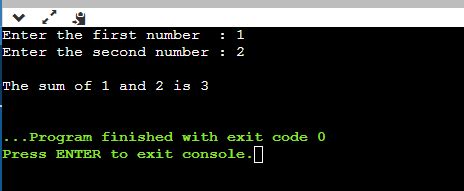 Free Programming Source Codes And Computer Programming Tutorials Addition Of Two Numbers Using