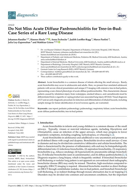 Pdf Do Not Miss Acute Diffuse Panbronchiolitis For Tree In Bud Case Series Of A Rare Lung Disease