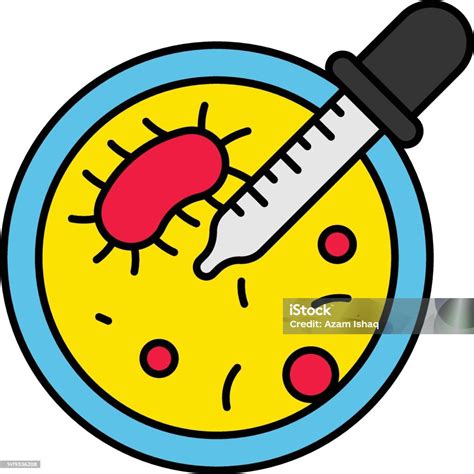 세포 배양 접시 개념 박테리아 배양 분석 벡터 컬러 아이콘 디자인 생화학 기호 생명 공학 및 생화학 기호 과학 및 공학 스톡