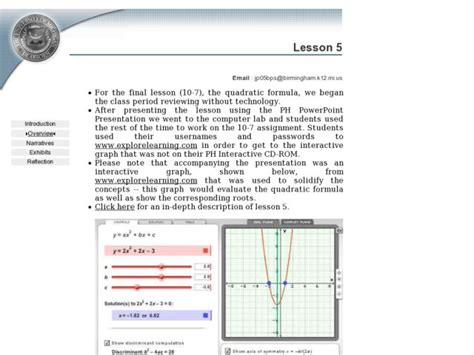 Lesson 5 The Quadratic Formula Lesson Plan For 9th 12th Grade Lesson Planet