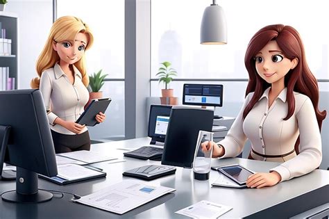 Premium Ai Image Efficiency Unleashed Businesswomen Embrace Document Management Seamless