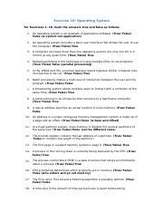 Answer Operating System Docx Exercise Operating System For Exercises Mark The