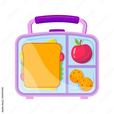 Lunch Box With School Lunch Apple Sandwich And Cookies Healthy Food