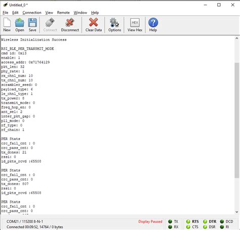 ble packet error rate featured examples rs9116w wiseconnect v2 10