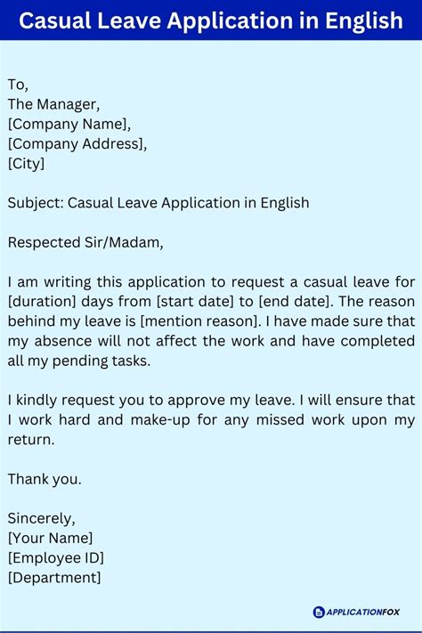 Samples Casual Leave Application Samples Casual Leave Application