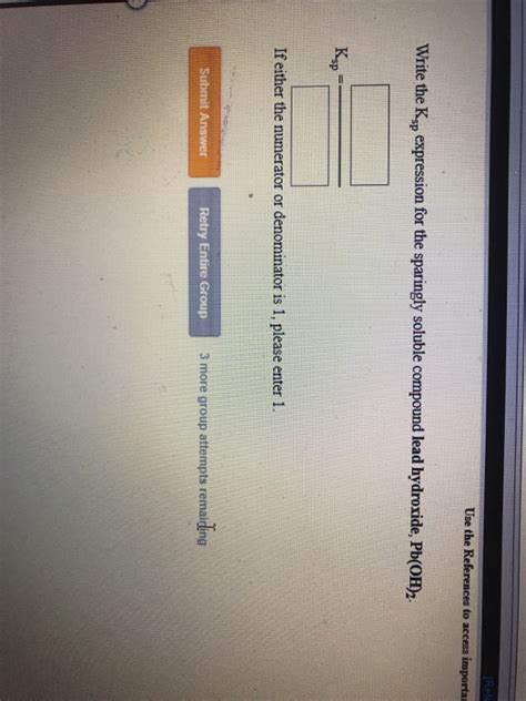 Solved Use The Re Write The Kp Expression For The Sparingly Chegg