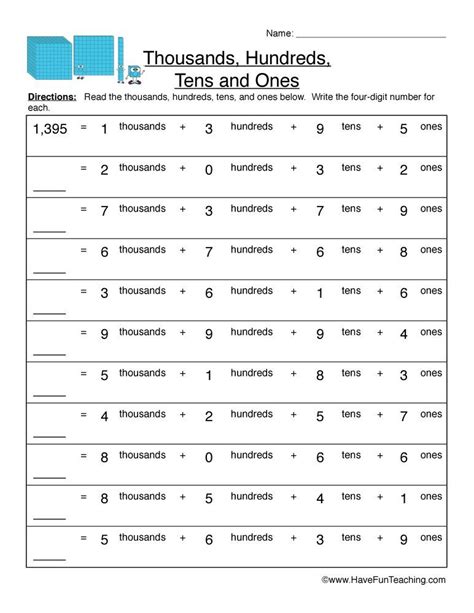 Write Hundreds Tens And Ones Worksheet Artofit