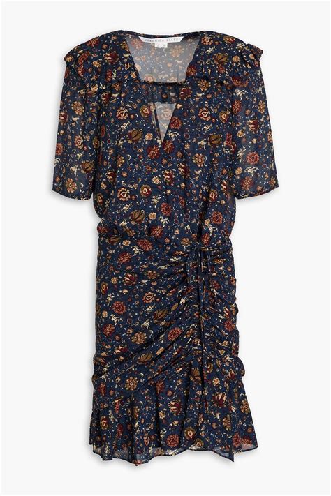 Veronica Beard 플로럴 프린트 크레이프 드 신 미니 랩 드레스 최대 70 세일 The Outnet
