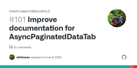 Improve Documentation For Asyncpaginateddatatable2 · Issue 101 · Maxim Saplindatatable2 · Github