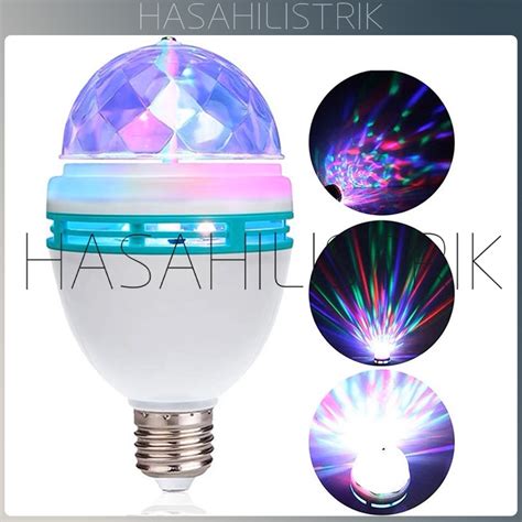 Jual Lampu LED DISCO FULL COLOUR Auto ROTATE Rotating Lamp LAMPU DUGEM KARAOKE 3W Muter Otomatis