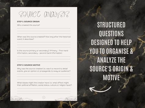 Source Analysis Worksheet And Planner Booklet History Analysis For