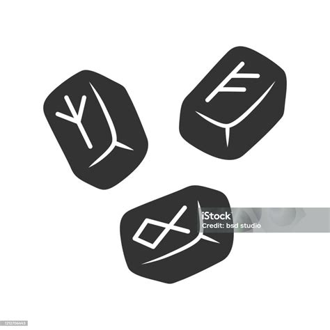 룬 돌 문말 아이콘입니다 실루엣 기호입니다 스칸디나비아 북유럽 룬돌 바이킹 알파벳 돌입니다 룬 읽기 행운 말하기 셀틱 미스터리 아이템 음수 공간입니다 벡터 절연 그림 개념에