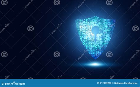 Abstract Cyber Security With Shield Blue Circle Technology Future Cyber Stock Vector