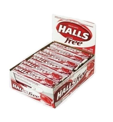 Halls Free Sin Azúcar Cherry Lyptus Hard Candy 20 G 07 Oz Ea Box Of 12
