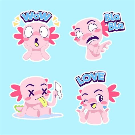 Vectores E Ilustraciones De Conjunto Emojis Axolotl Para Descargar Gratis