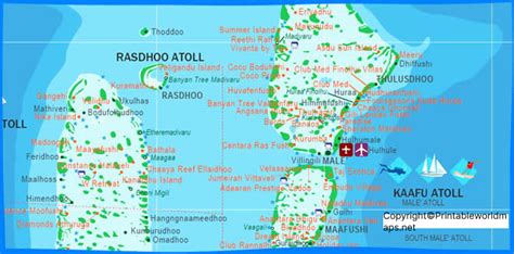 Labeled Map Of Maldives With States And Capital Cities