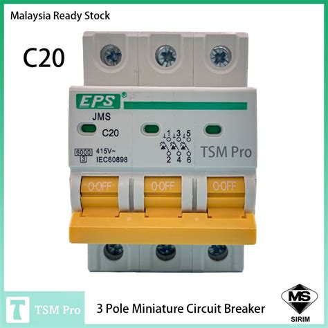 Main Switch 3pole Mcb 20a 32a 40a 63a 6ka Miniature Circuit Breaker Jms Series With