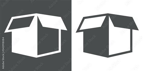 Icono Con Silueta De Caja De Cartón Abierta En Fondo Gris Y Fondo