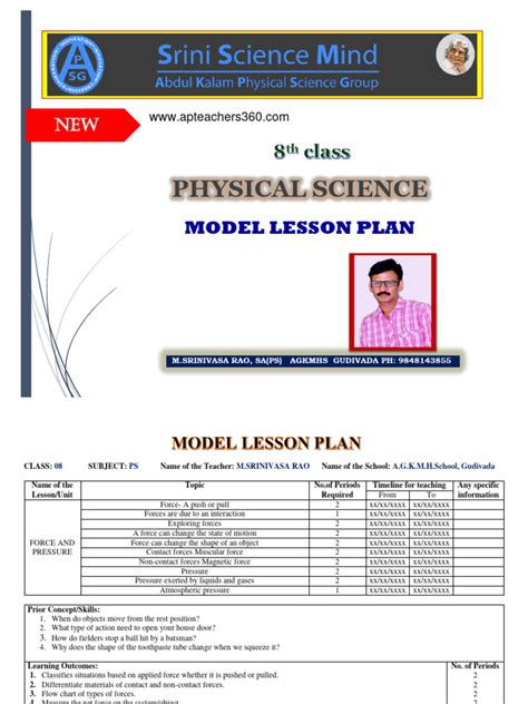 8th Model Lesson Plan 8th Class Ps Pdf