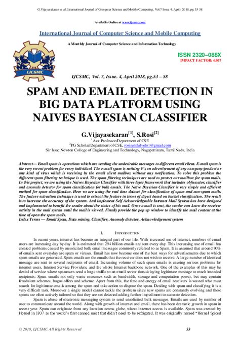 pdf spam and email detection in big data platform using naives