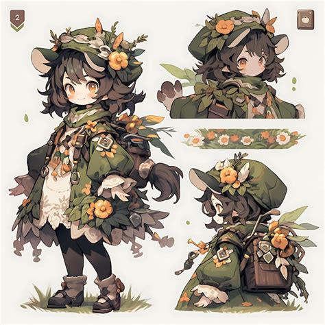 Premium Photo Character Anime Of Female Chibi Kawaii Druid Fashion
