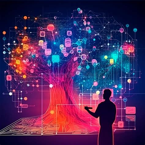 Big Data Technology And Data Science Illustration Data Flow Concept