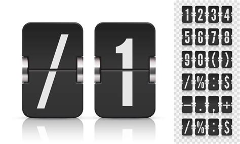 Premium Vector Scoreboard Set Flip Numbers And Symbols With Reflections For Dark Countdown