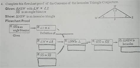 4 Complete This Flowchart Proof Of The Converse Of The Isosceles Triangle Conjecture Given